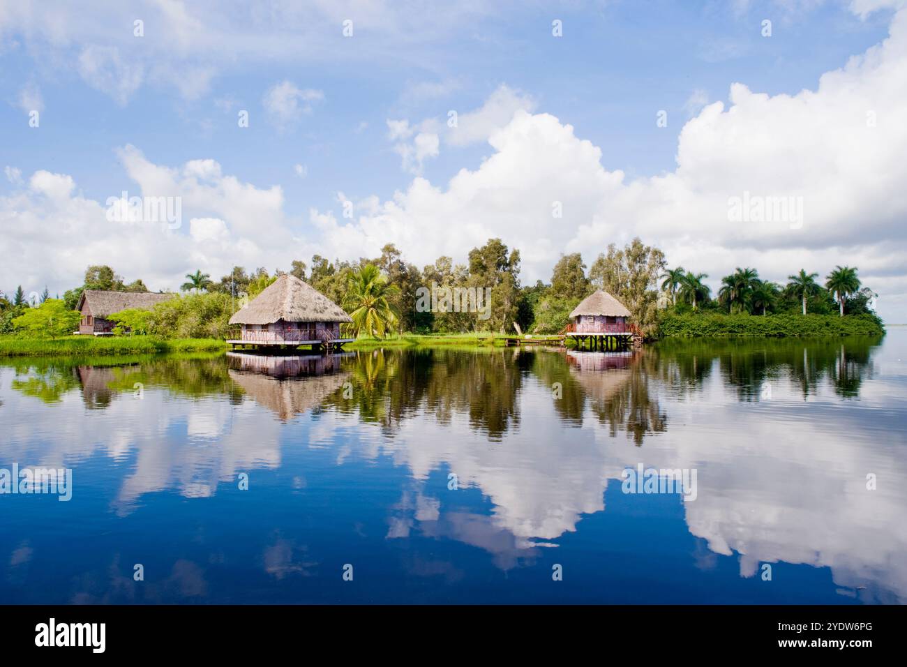 Replica native village in Treasure Lagoon, Guama, Zapata swamplands ...