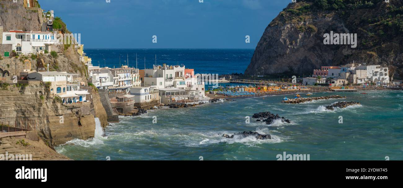 View of whitewashed buildings in the port from elevated position in ...