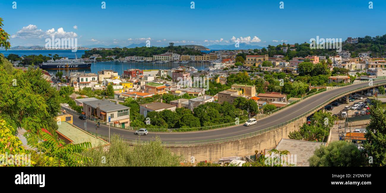 Elevated view of Porto d'Ischia (Port of Ischia), Island of Ischia ...