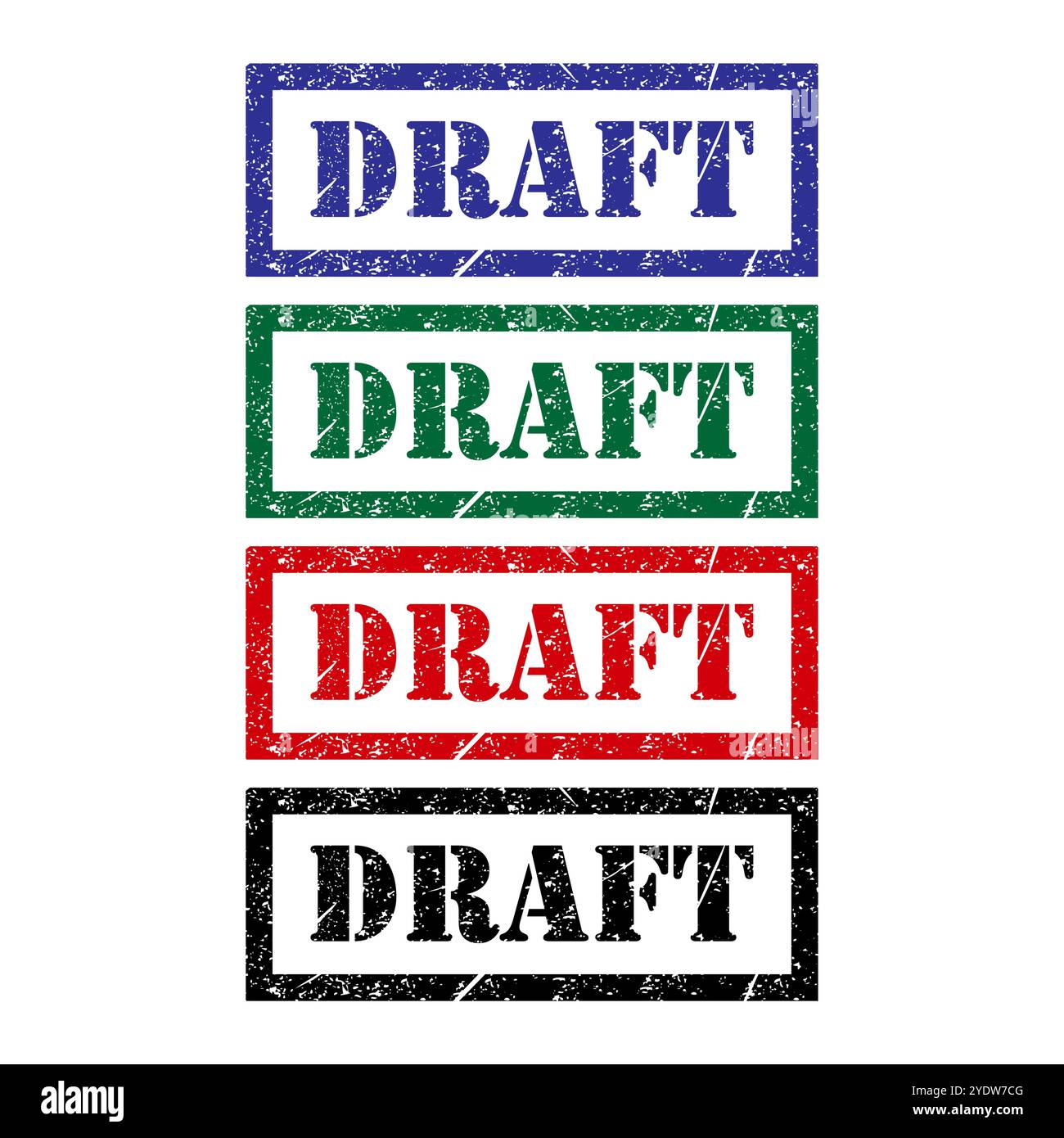 Set of Draft stamp symbol, label sticker sign button, text banner ...