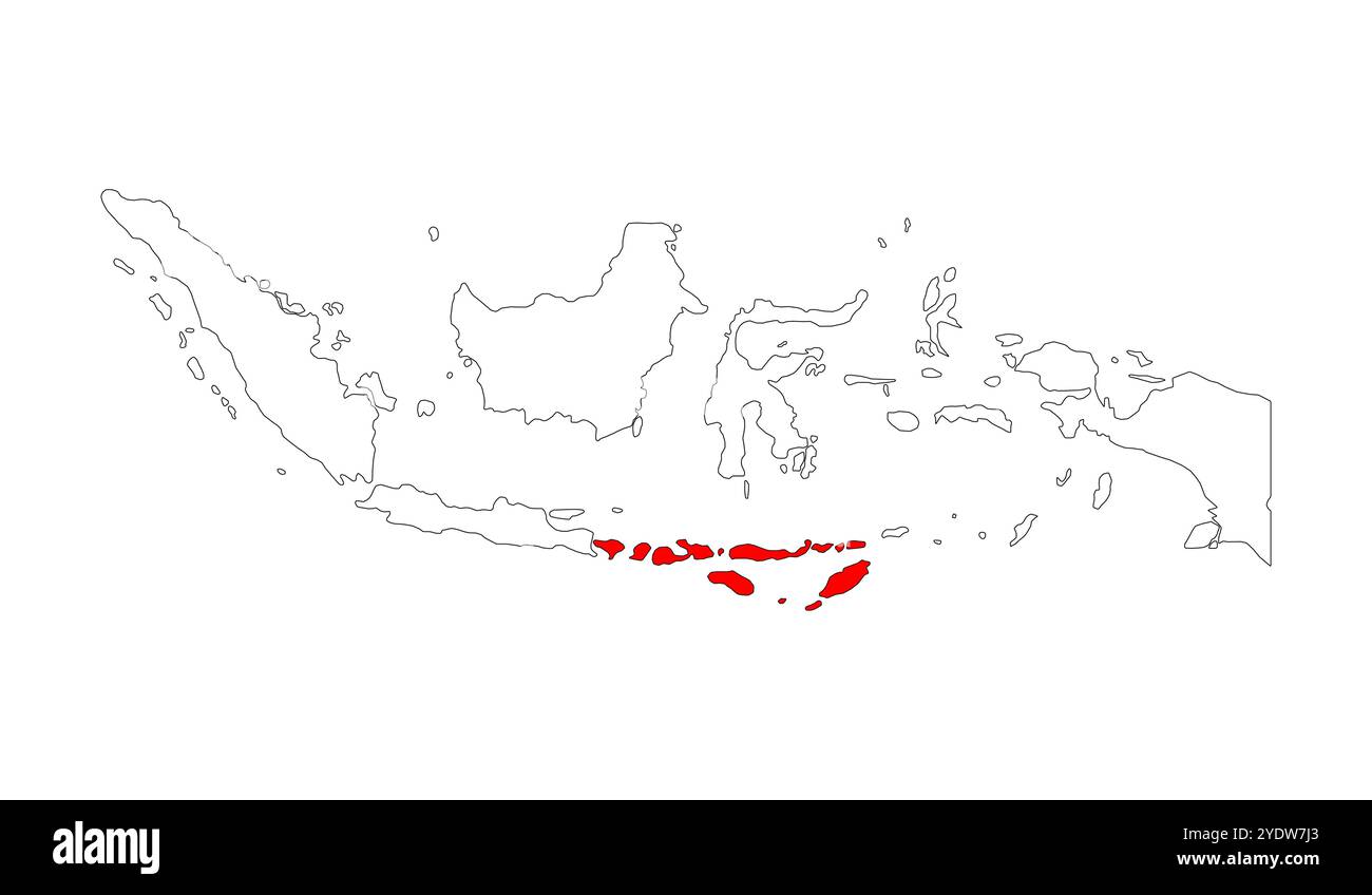 Indonesia detailed Lesser Sunda Islands map shape, Flat web graphic ...