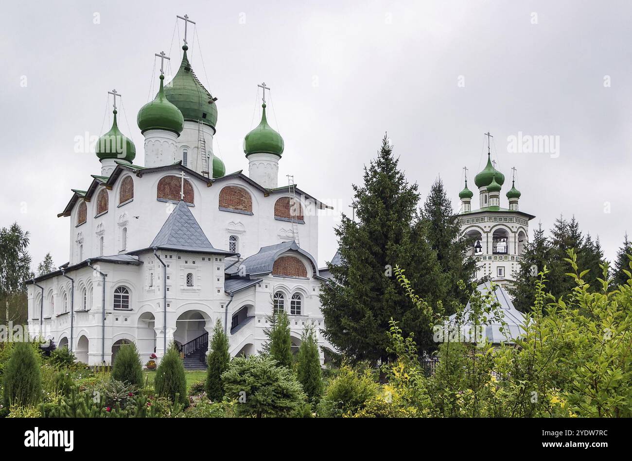 St. Nicholas Convent in the village of Vyazhishchi near Veliky Novgorod, Russia. Cathedral of St ...