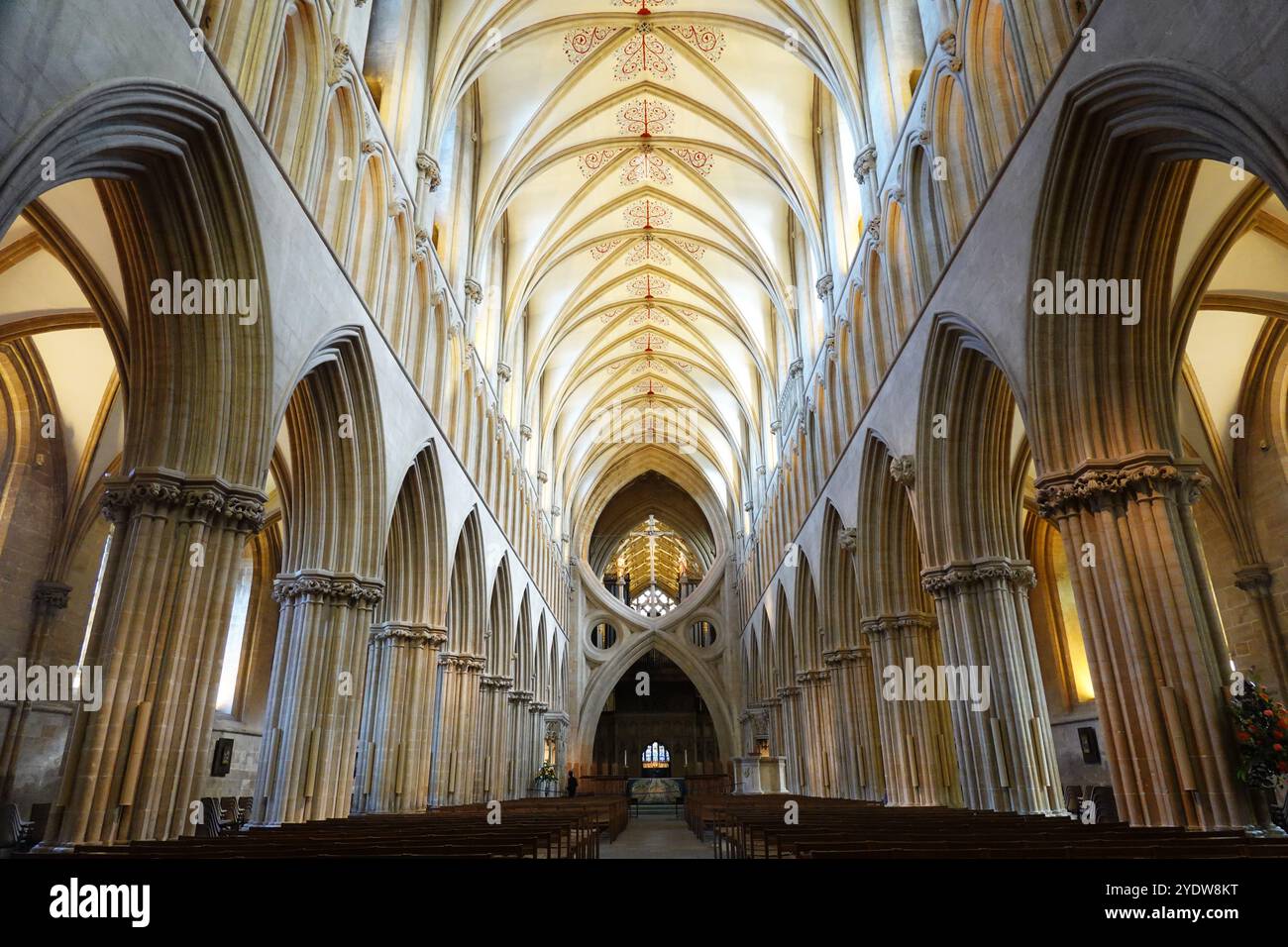 Wells Cathedral, a 12th century Anglican cathedral dedicated to St ...