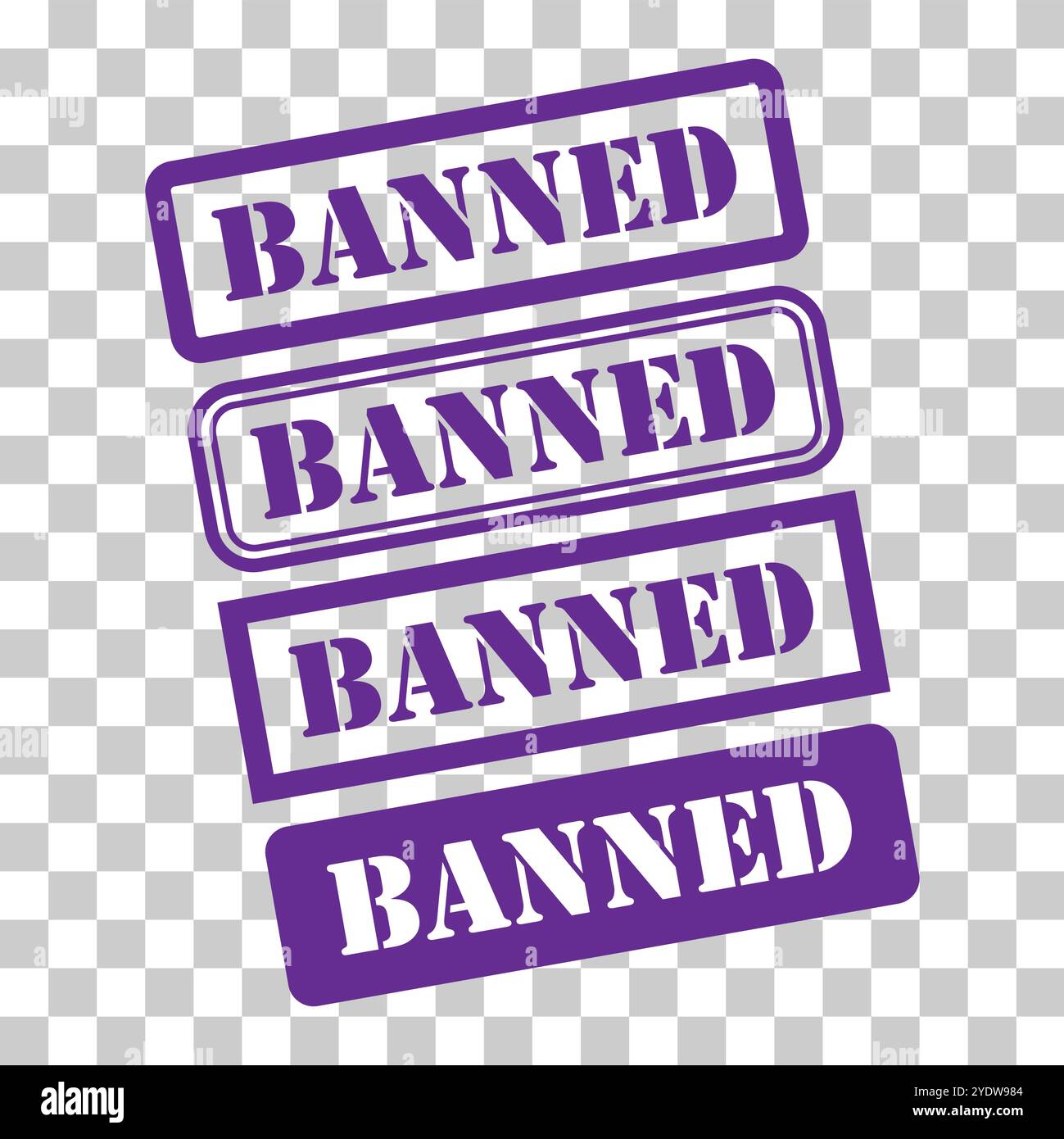Set of Banned stamp symbol, label sticker sign button, text banner ...