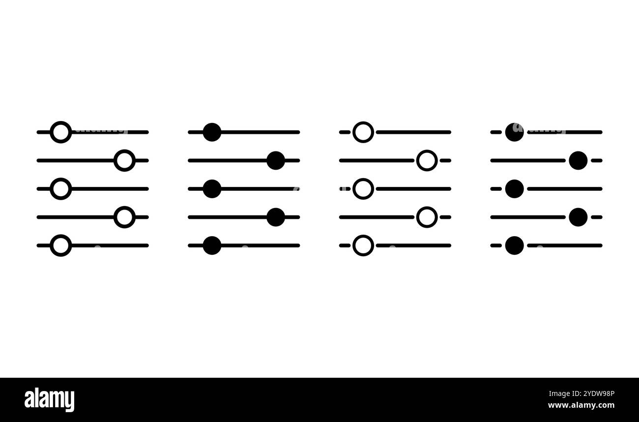 Set of Volume mixer icon, filter sound symbol button, switch sign ...