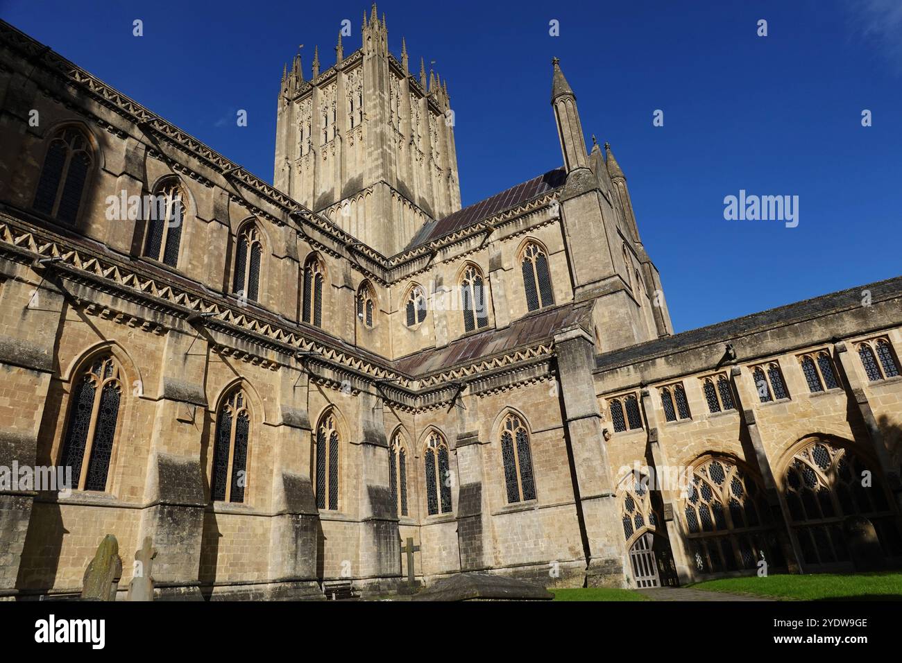 Wells Cathedral, a 12th century Anglican cathedral dedicated to St ...