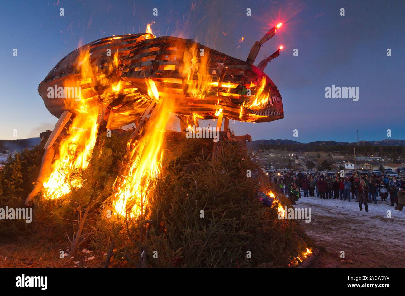 Burning of Pine Beetle Effigy, Custer, South Dakota Stock Photo - Alamy