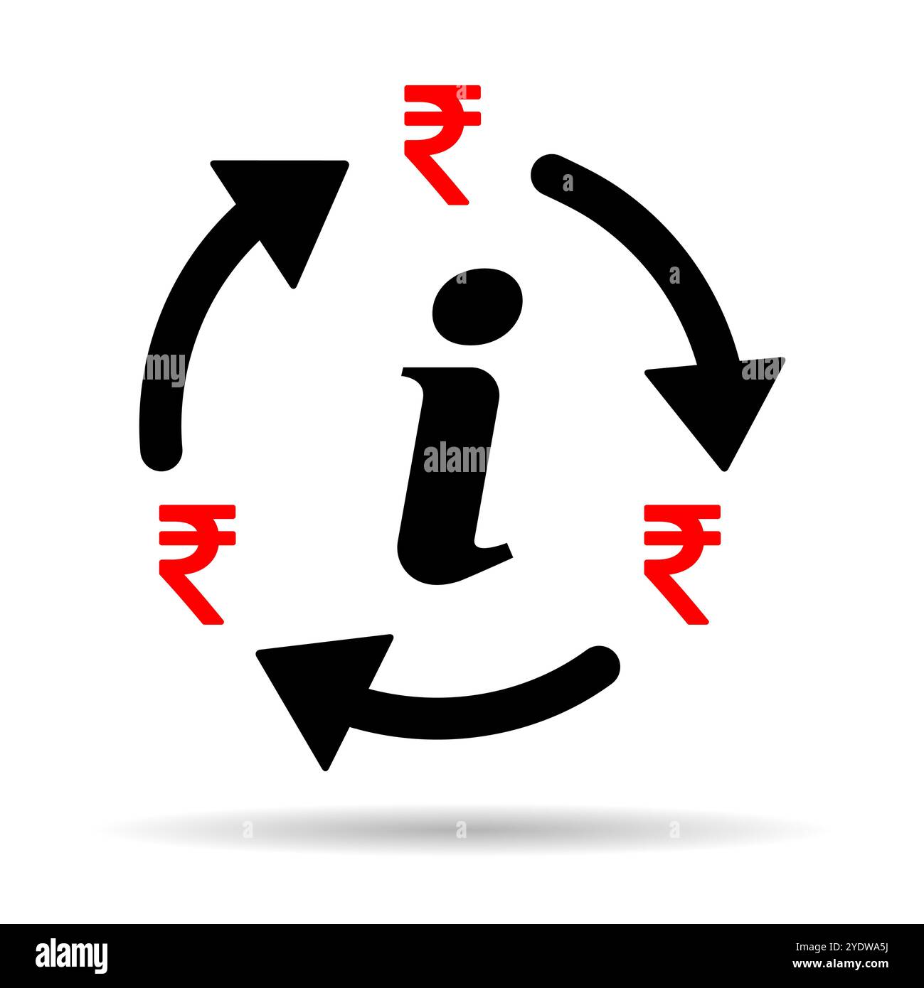 Rupee money change shadow icon, trade cash information web symbol ...