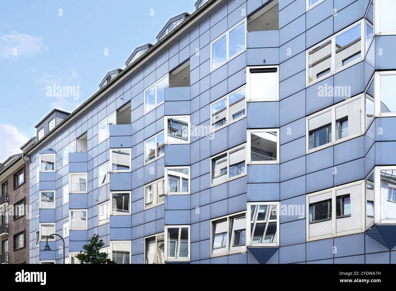 Unusual blue apartment building in the Belgian quarter of Cologne Stock ...