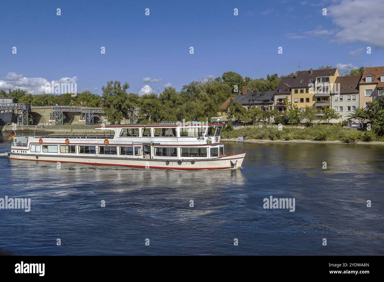 Ship for cruises on the Danube River in Regensburg, Germany, Europe ...