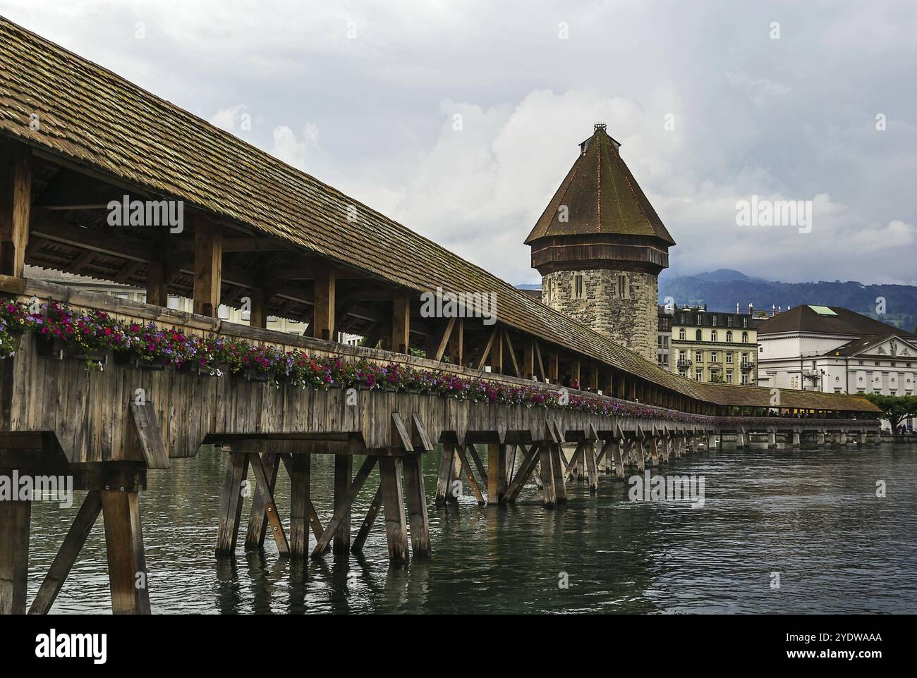 The Kapellbrucke (Chapel Bridge) is a covered wooden footbridge ...
