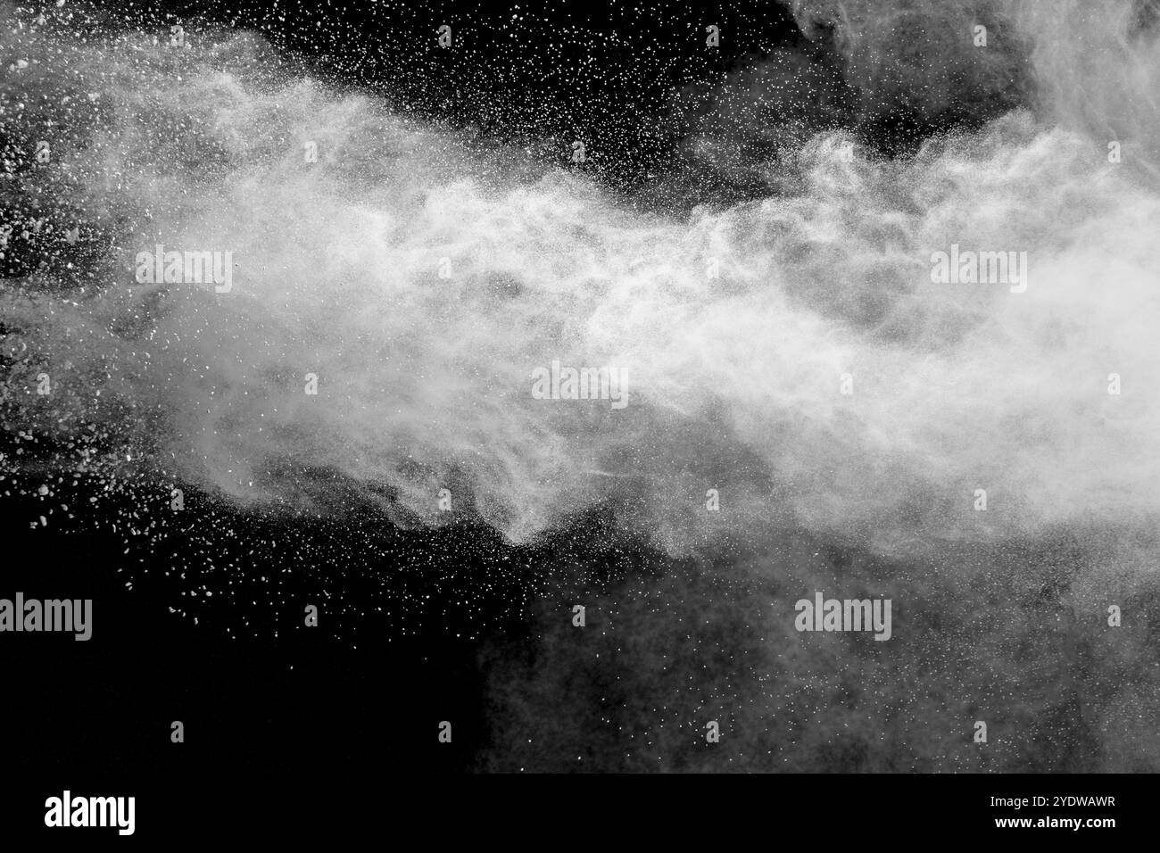 White talcum powder explosion on black background. White dust splashing ...