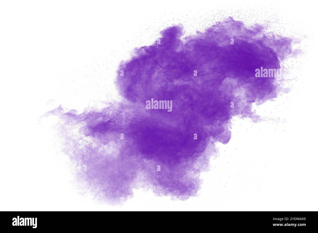 Purple particles explosion on white background.Freeze motion of purple ...