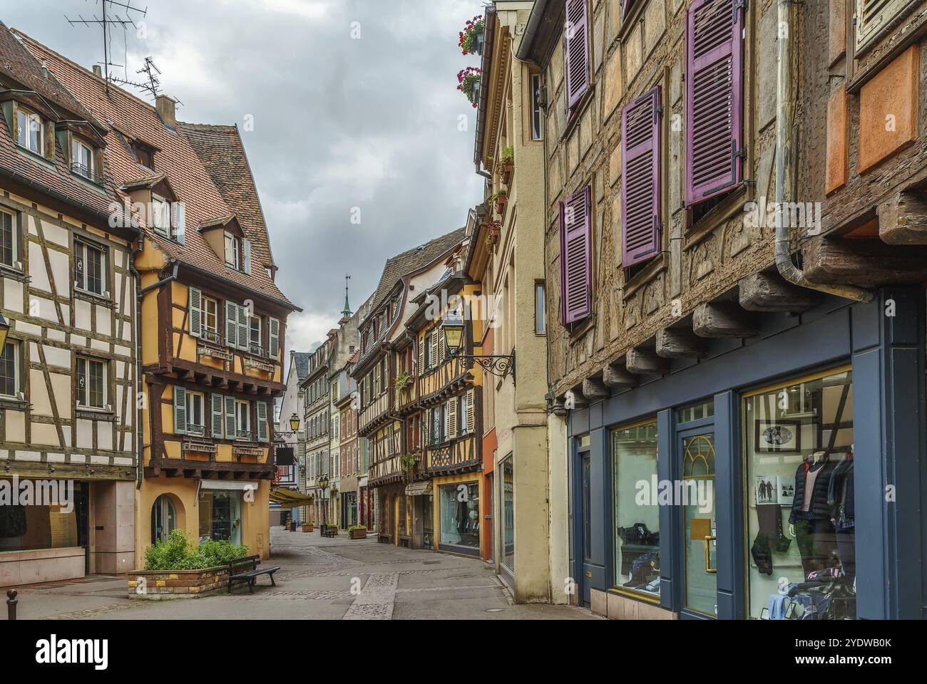 Historical street in Colmar city center, Alsace, France, Europe Stock ...