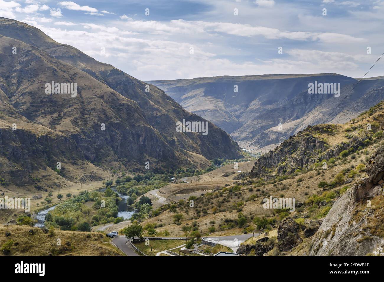 Kura river valley near Vardzia cave monastery, Georgia, Asia Stock ...