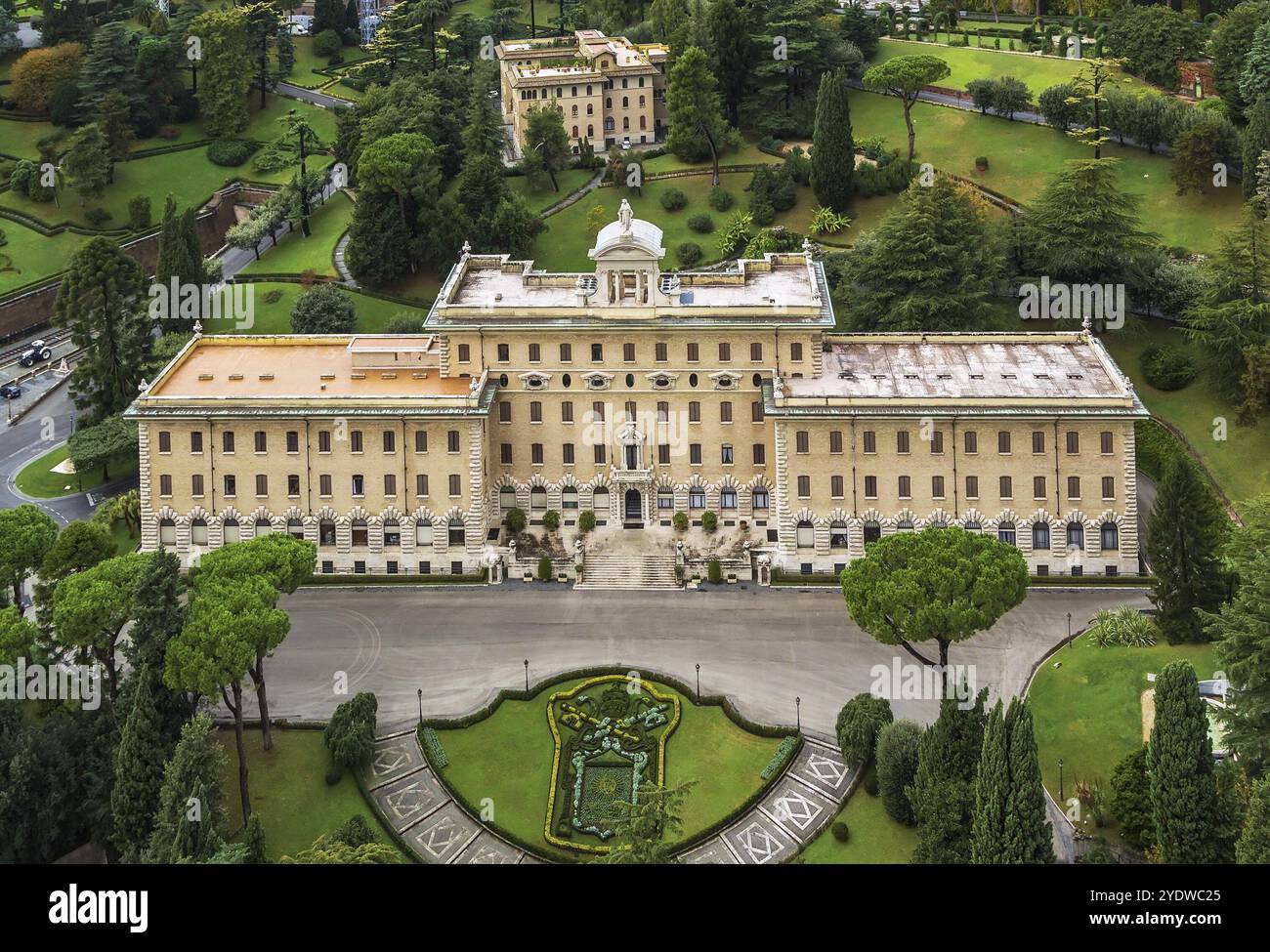View of Palace of the Governorate of Vatican City State from the Dome of St. Peter's Basilica ...