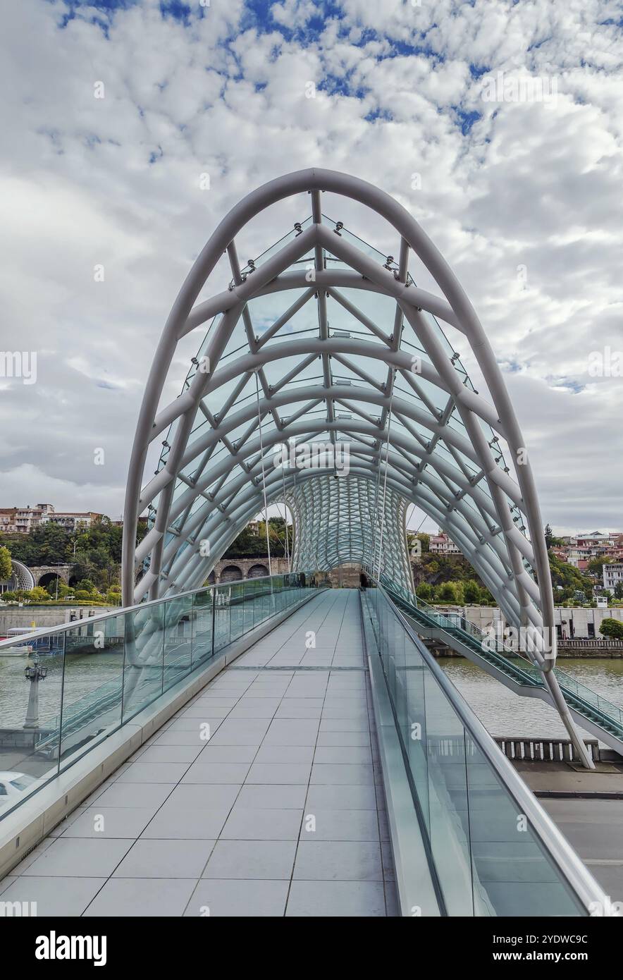 Bridge of Peace is a bow-shaped pedestrian bridge over the Kura River ...