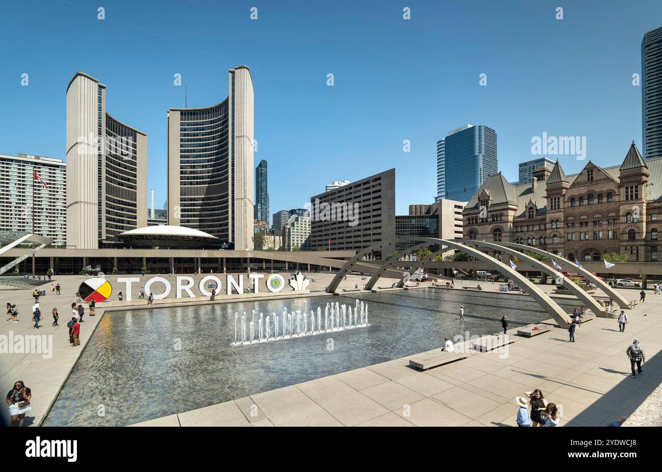 Nathan Phillips Square and the Toronto sign at City Hall Stock Photo ...