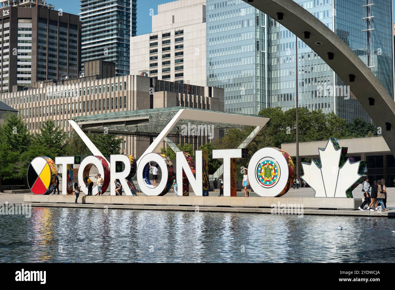 Nathan Phillips Square and the Toronto sign at City Hall Stock Photo ...