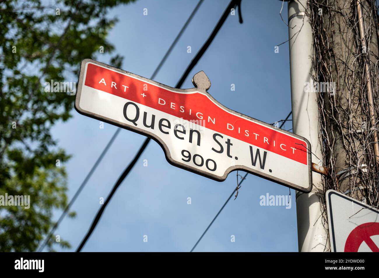 Toronto Ontario trendy downtown Queen Street area road sign Stock Photo ...