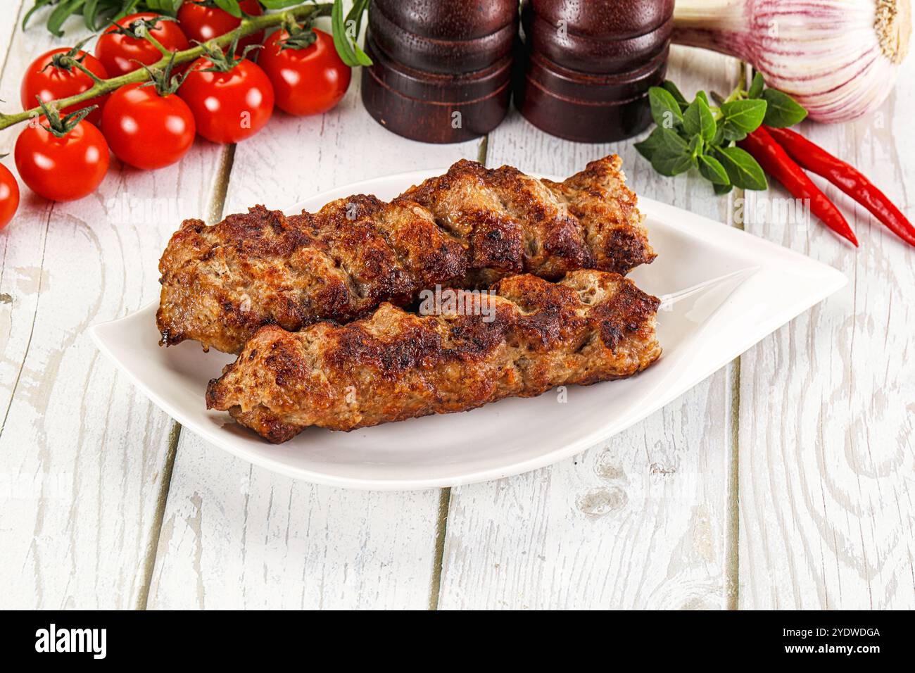 Chicken barbecue kebab minced meat and spices Stock Photo - Alamy