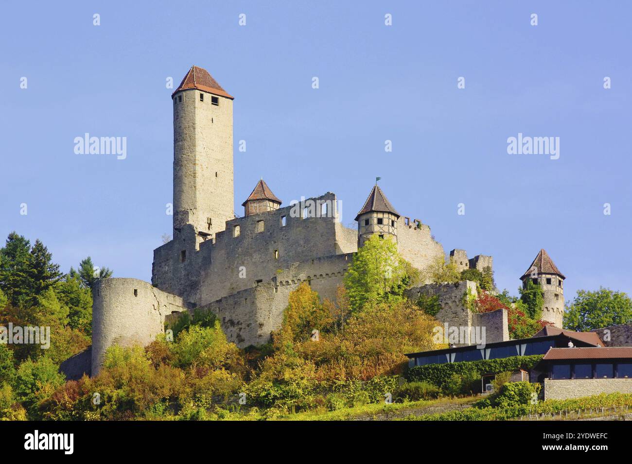 Burg Hornberg is a partially ruined castle located on a steep outcrop ...