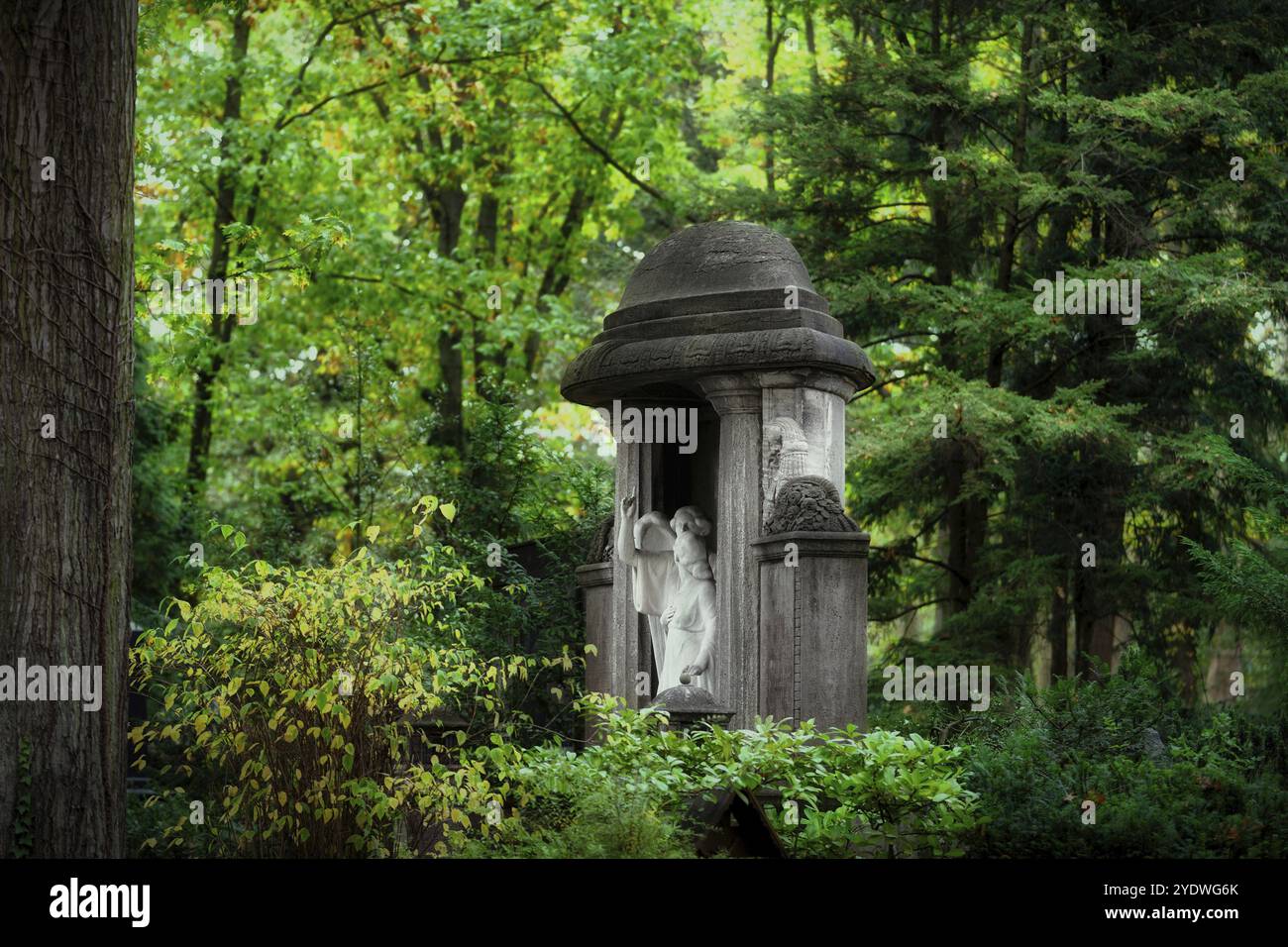 A large historical tomb in a fairytale forest landscape at Cologne's ...