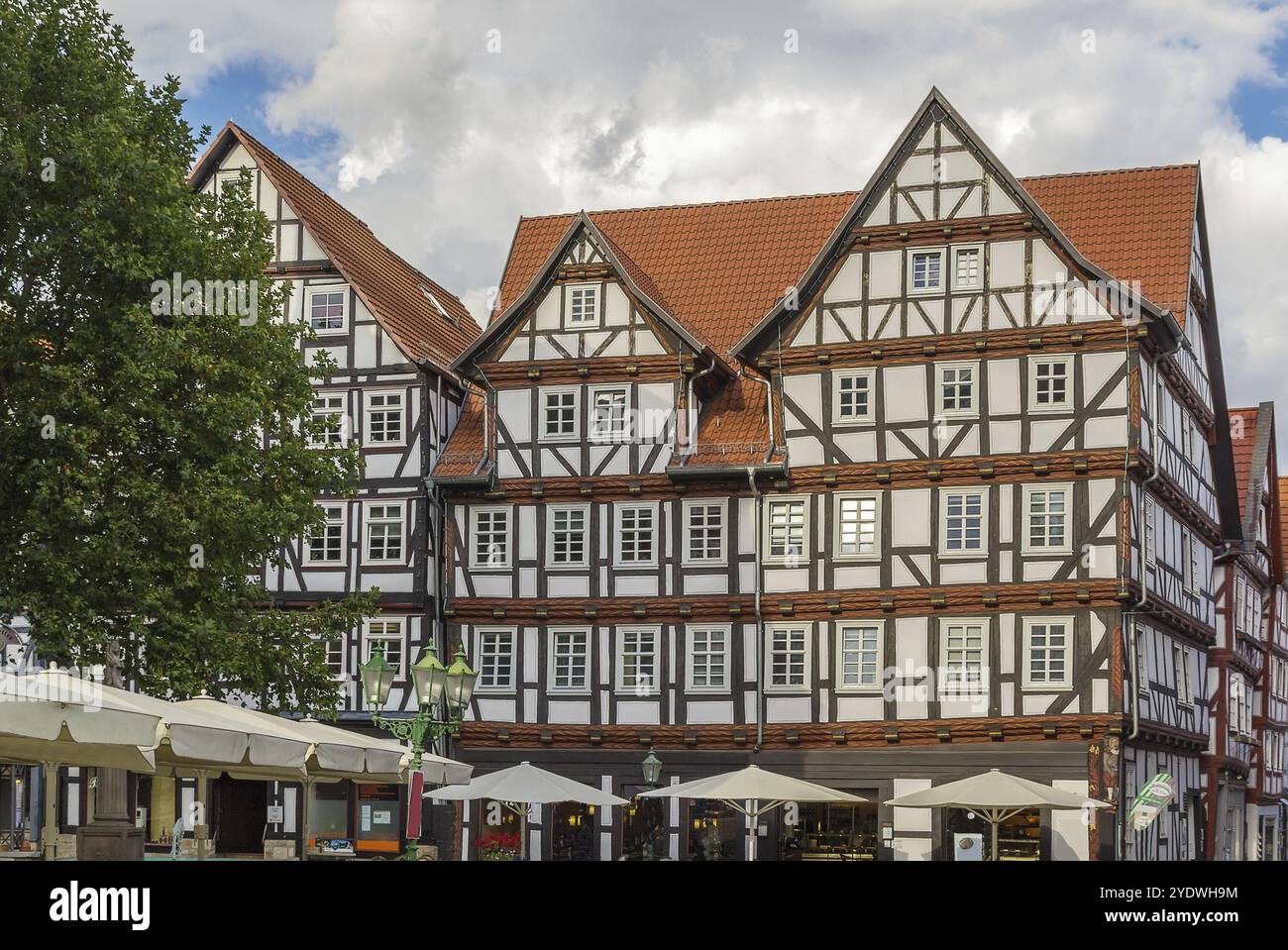 Historical half-timbered houses in downtown of Melsungen, Germany ...