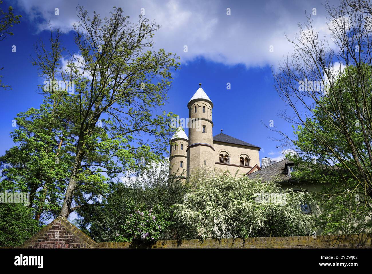 The medieval basilica of St Pantaleon in Cologne on a sunny day in ...