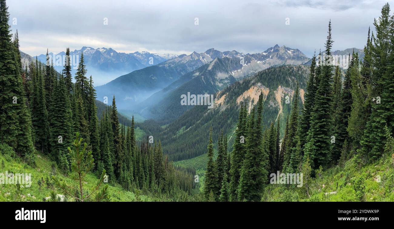 Distant wildfires in a mountain valley, Kootenay Ranges, Canadian ...