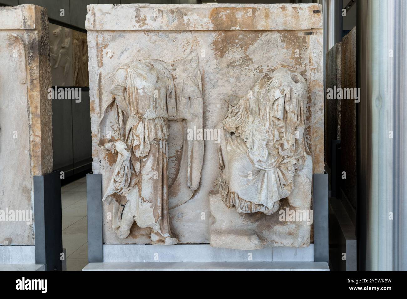 Marble sculpture of Hera seated on a rock with her daughter Hebe. North ...