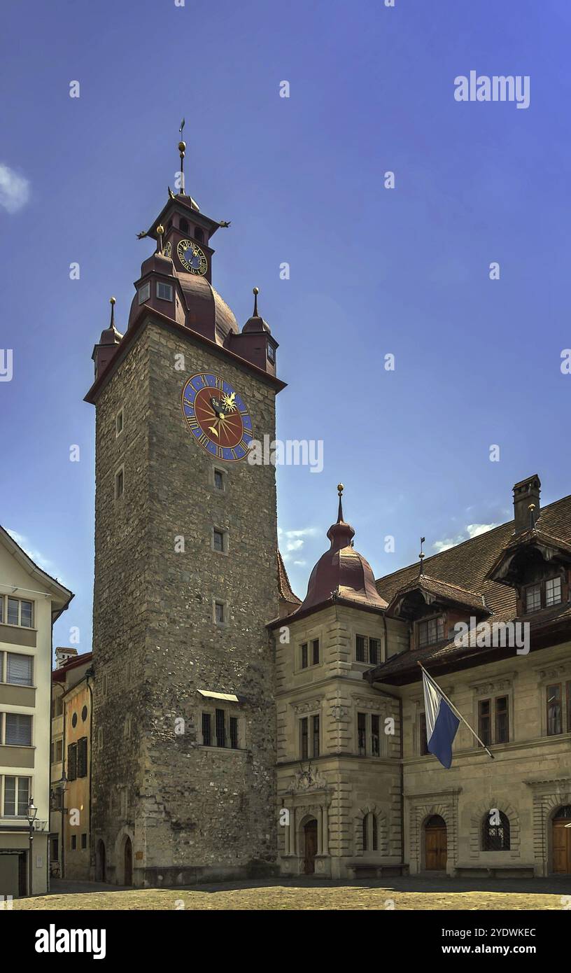 Town Hall clock tower in Lucerne built between 1602 and 1606 by Anton ...