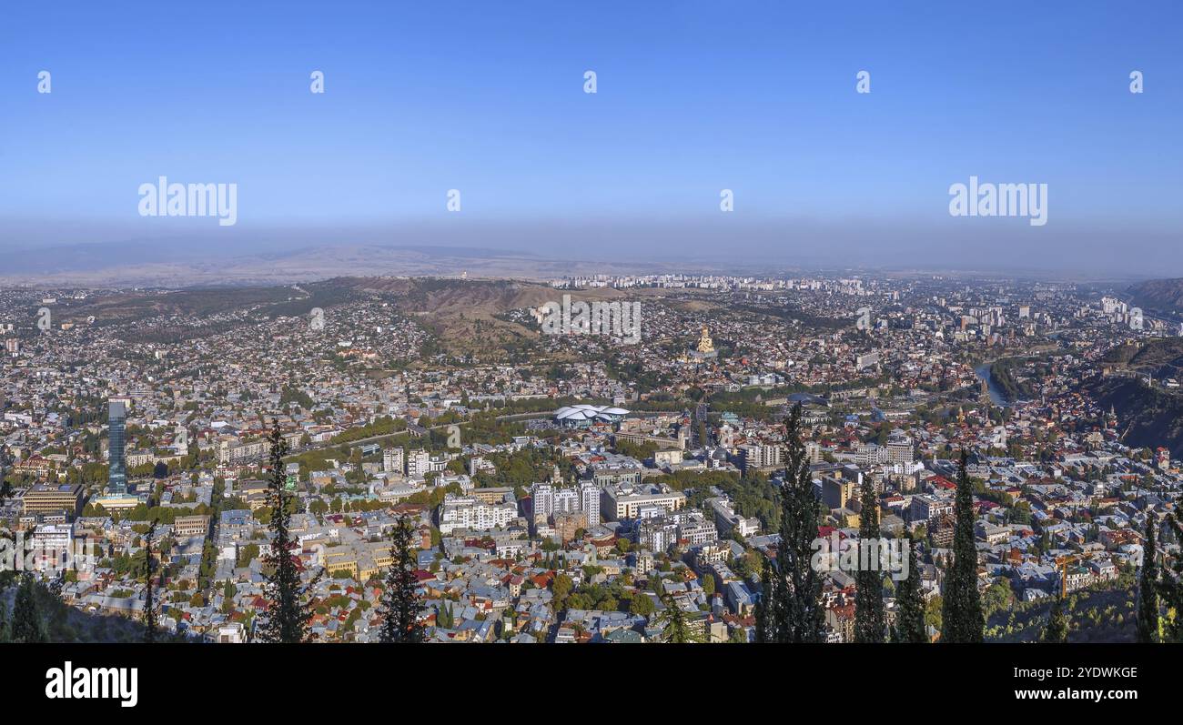 Panoramic view of Tbilisi from Mtatsminda mountain, Georgia, Asia Stock ...