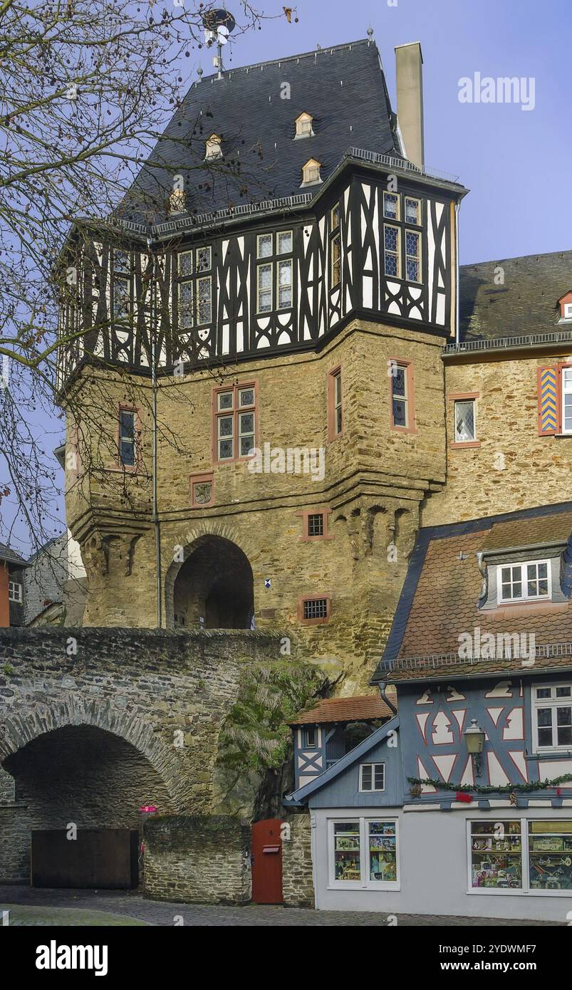 Castle tower gate with bridge in Idstein, Germany, Europe Stock Photo ...