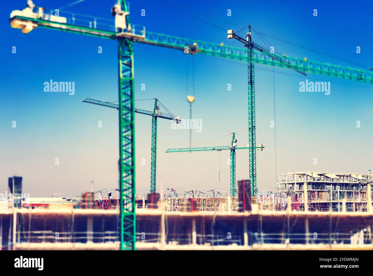 Construction and real estate industry. Sunset and foundation structure ...