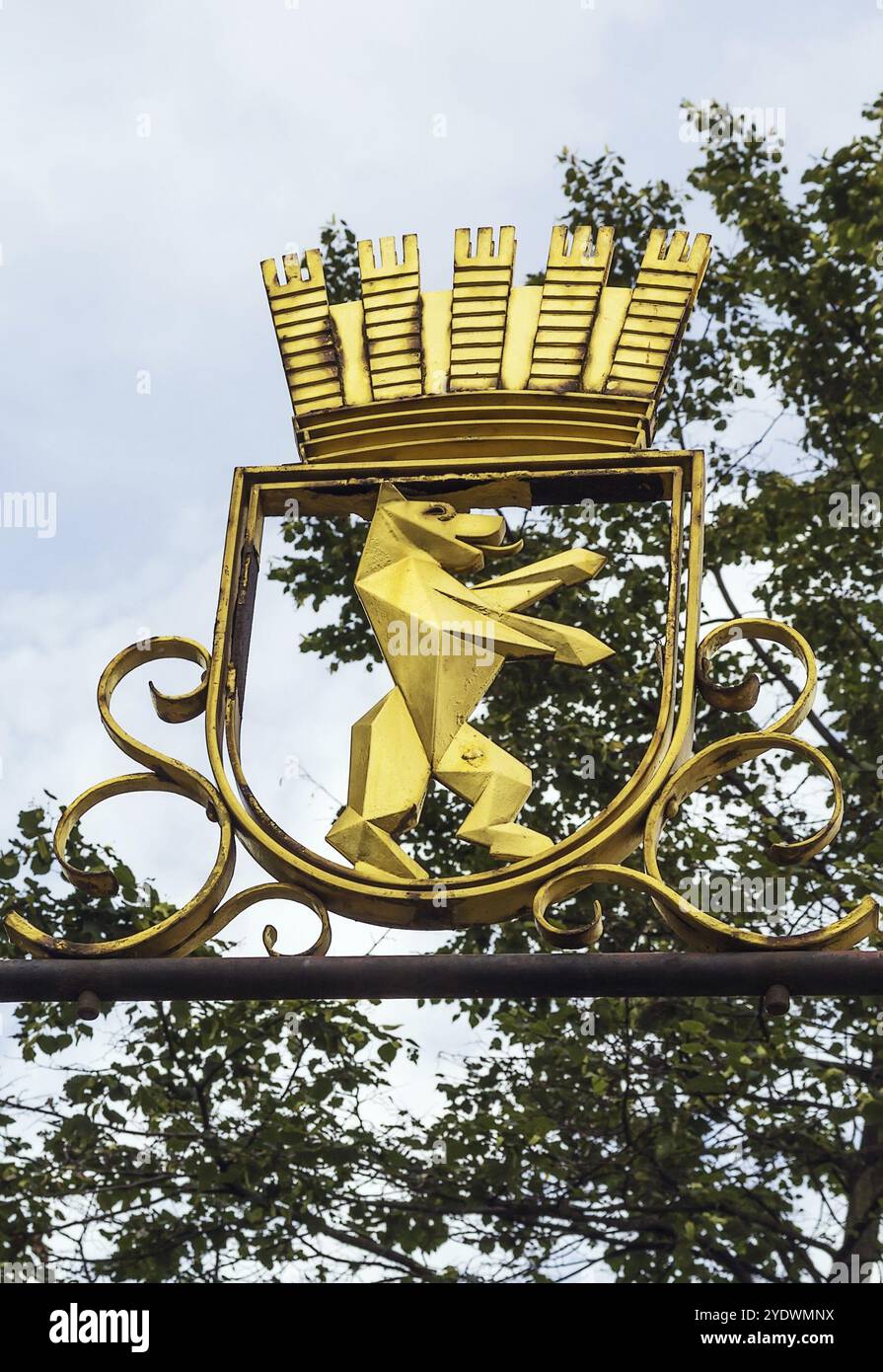 Signboard on the house in the form of the coat of arms of Berlin Stock ...