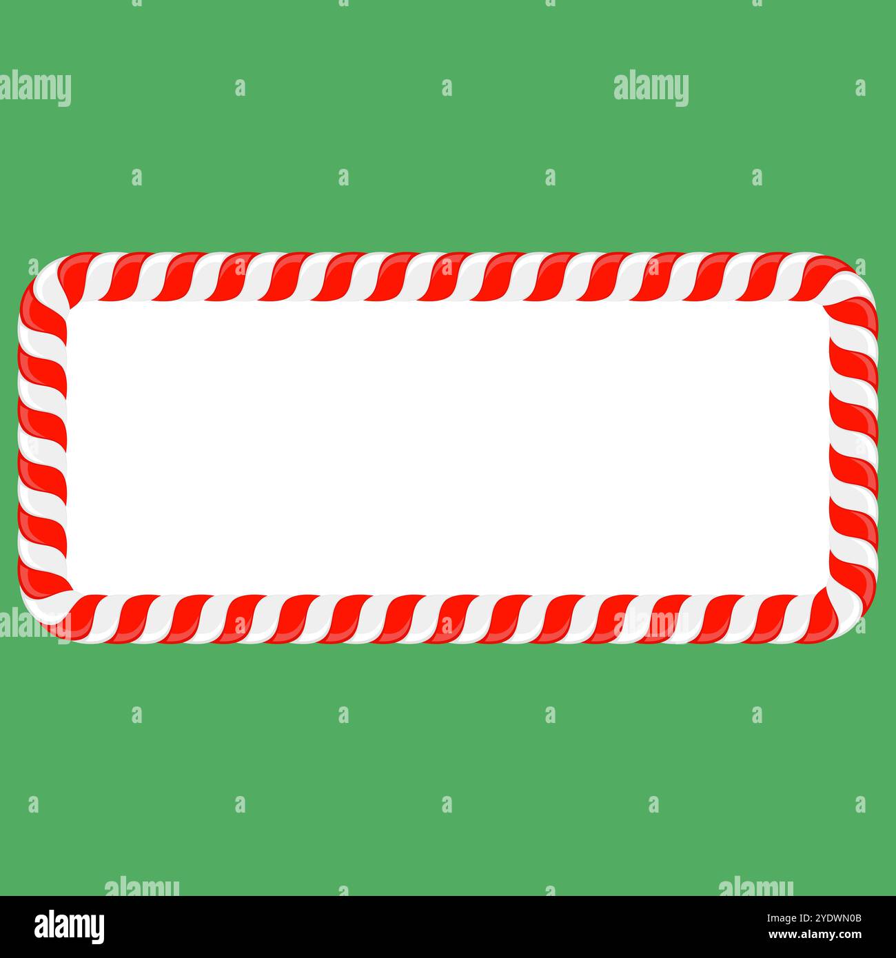 Vector Christmas candy cane frame with red and white stripes on green ...