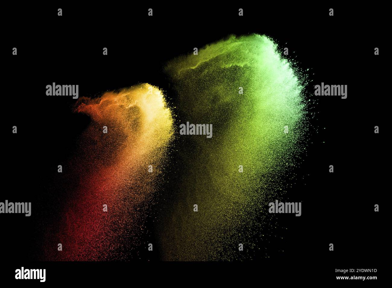 Launched colorful powder on black background.Color powder explosion ...