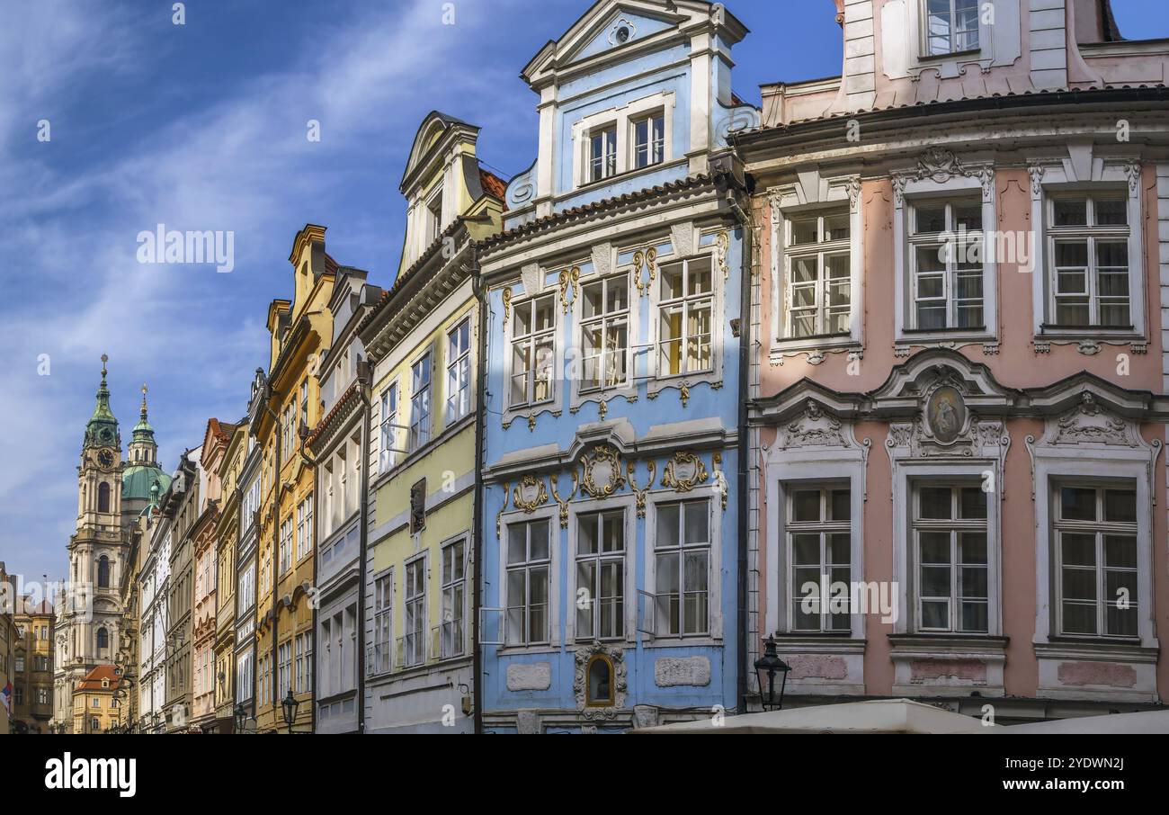Mostecka Street in Prague with historical houses, Czech republic Stock ...