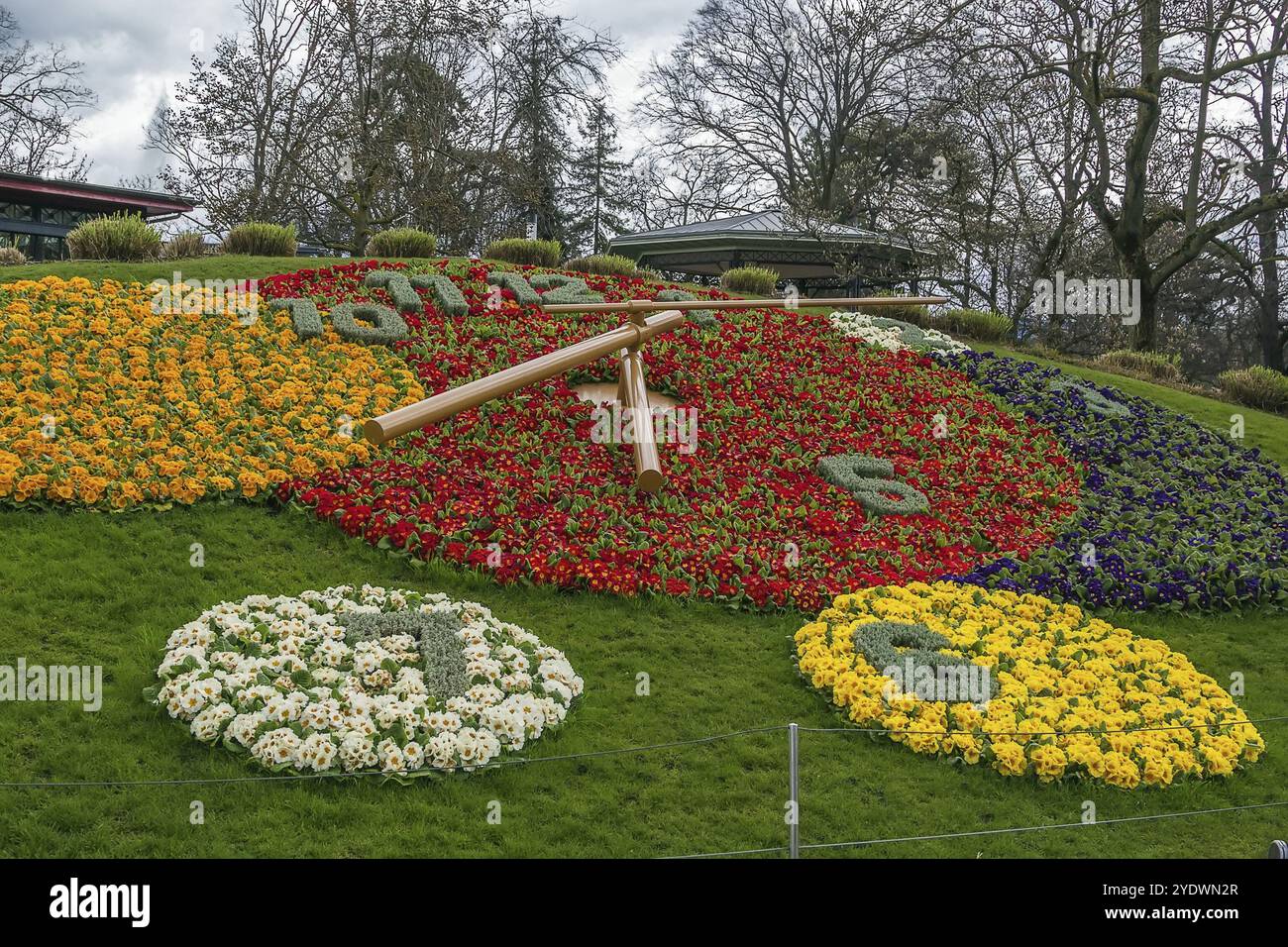 Flower clock in Geneva near the waterfront of Lake Geneva, Switzerland ...