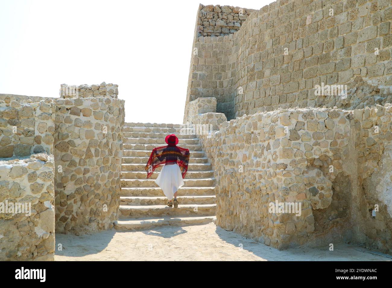 Female Visiting the Ancient Bahrain Fort, a Remarkable UNESCO World ...