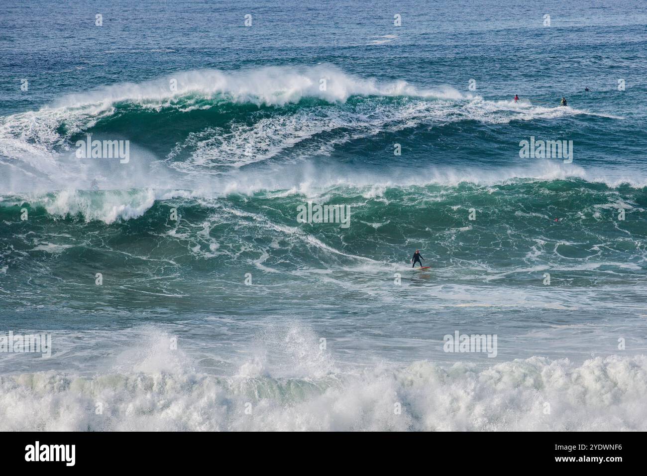 Big waves at Nazarè beach in Portugal, photographs of surfers having ...