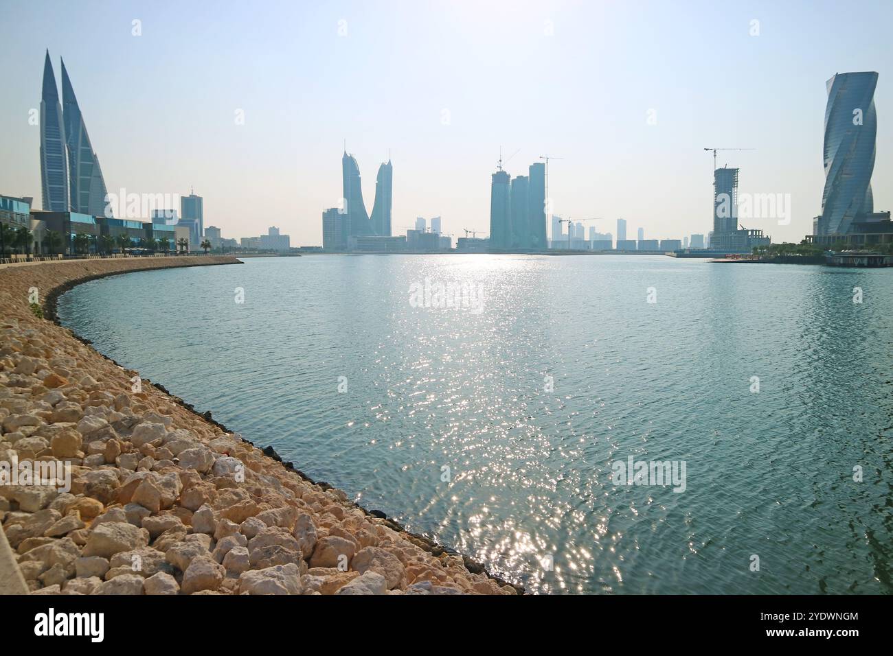 Bahrain Financial Harbor or BFH District with Groups of Iconic ...