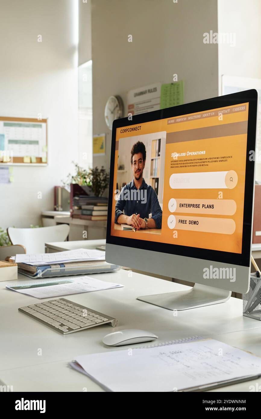 Working in Modern Office Using New Business Software Stock Photo - Alamy