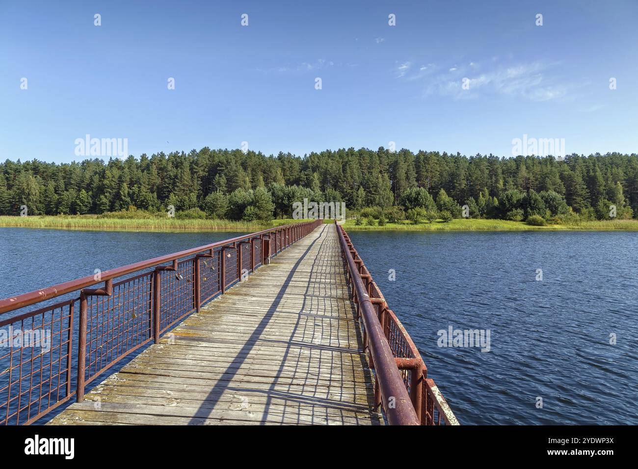Bridge across Paplovinis lake in Aukstaitija National Park, Lithuania ...