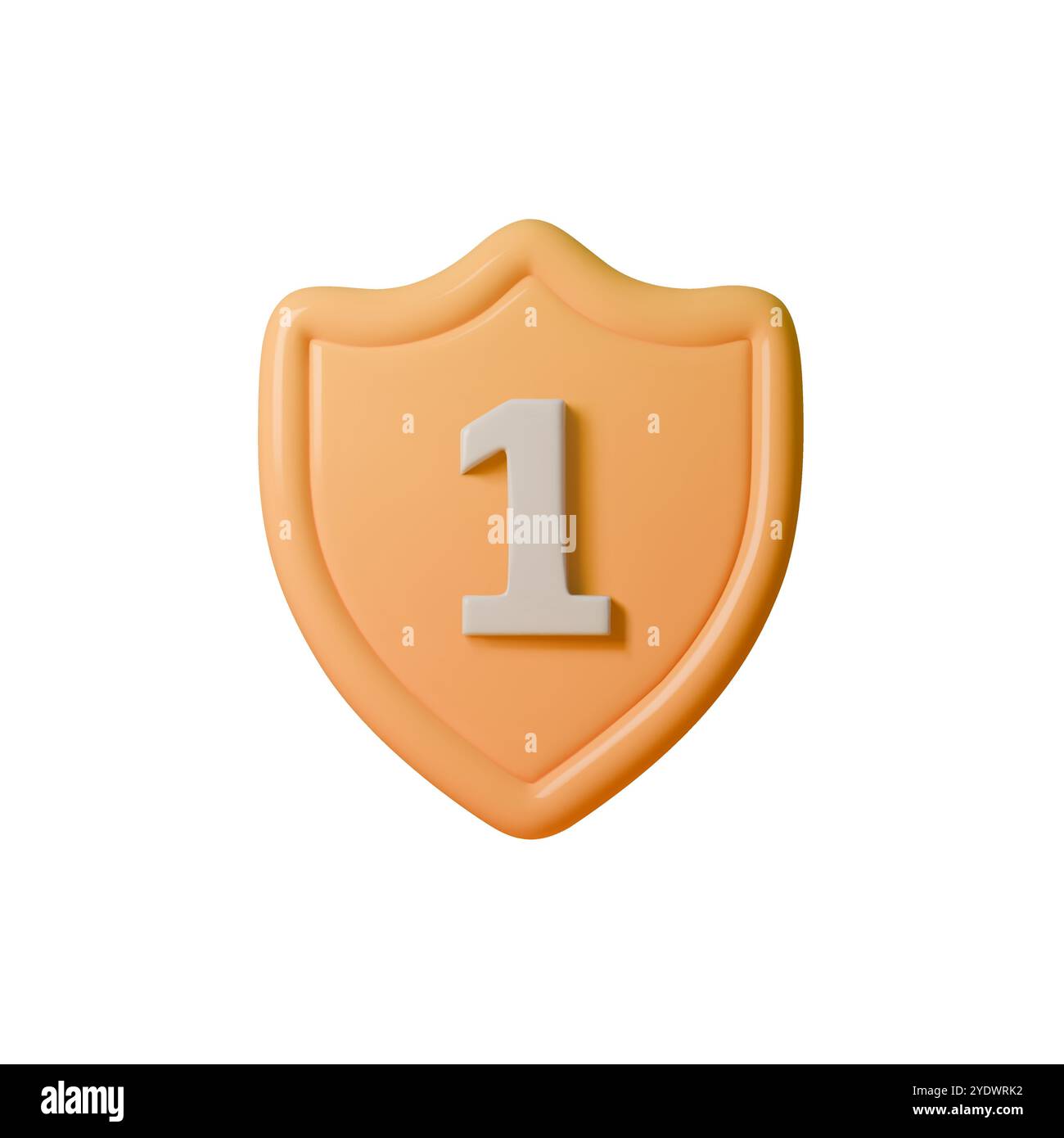3D vector illustration of shield emblem with the number 1. Minimalist ...