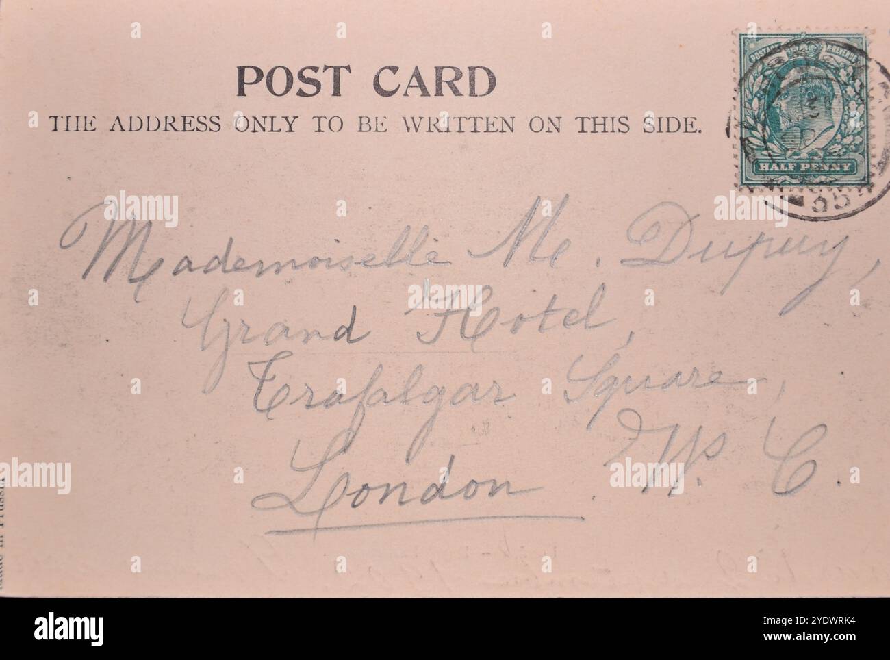 Reverse of Vintage Early 20th Century Postcard with English writing and ...