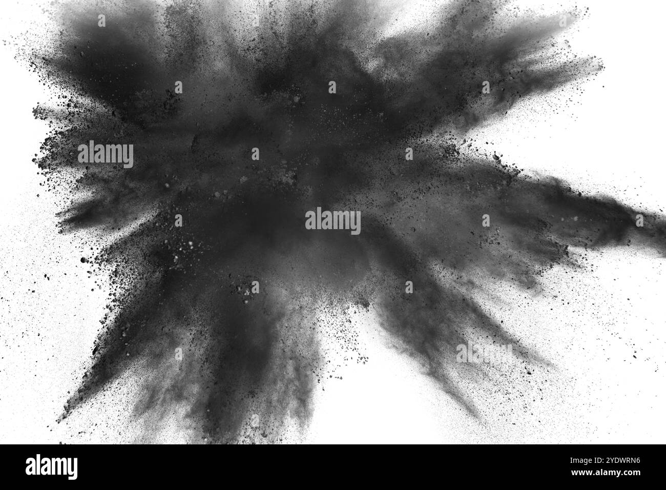 Black powder explosion against white background.Black dust splash Stock ...