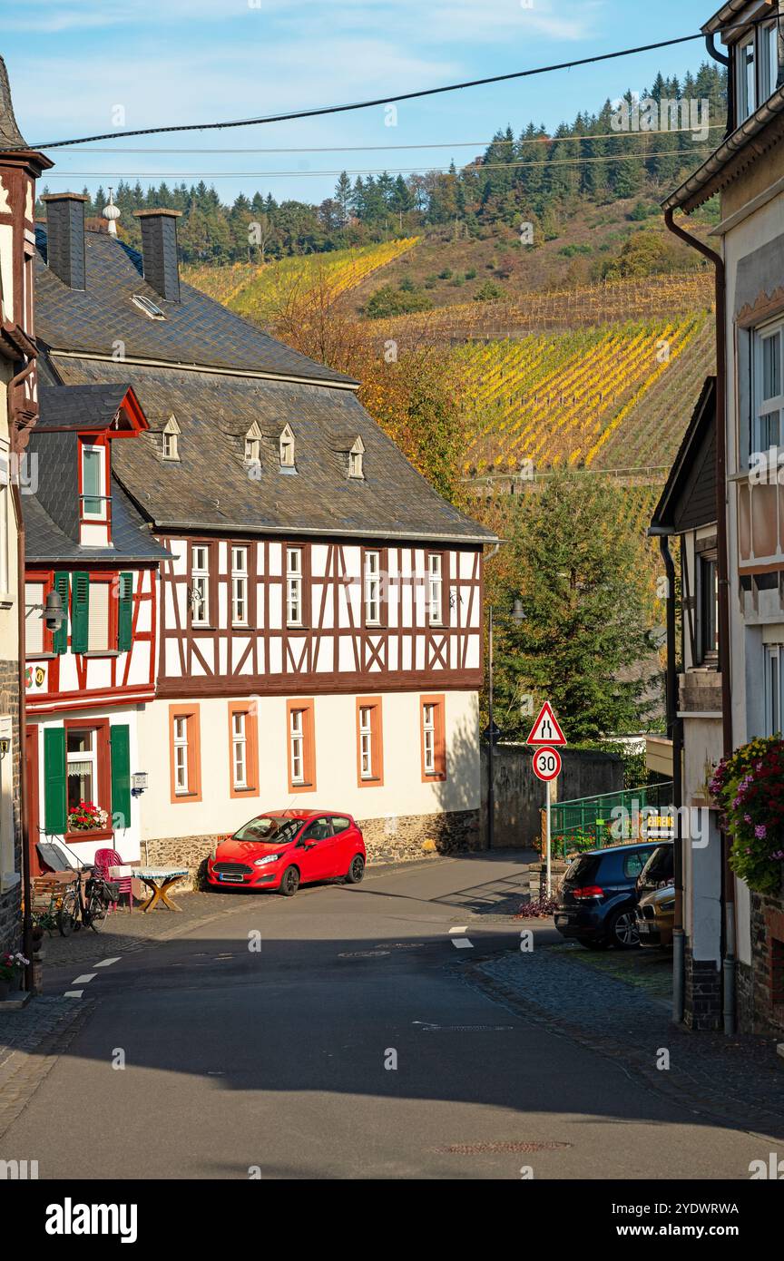 street in the beautiful village Enkirch in the moselle valley Stock ...