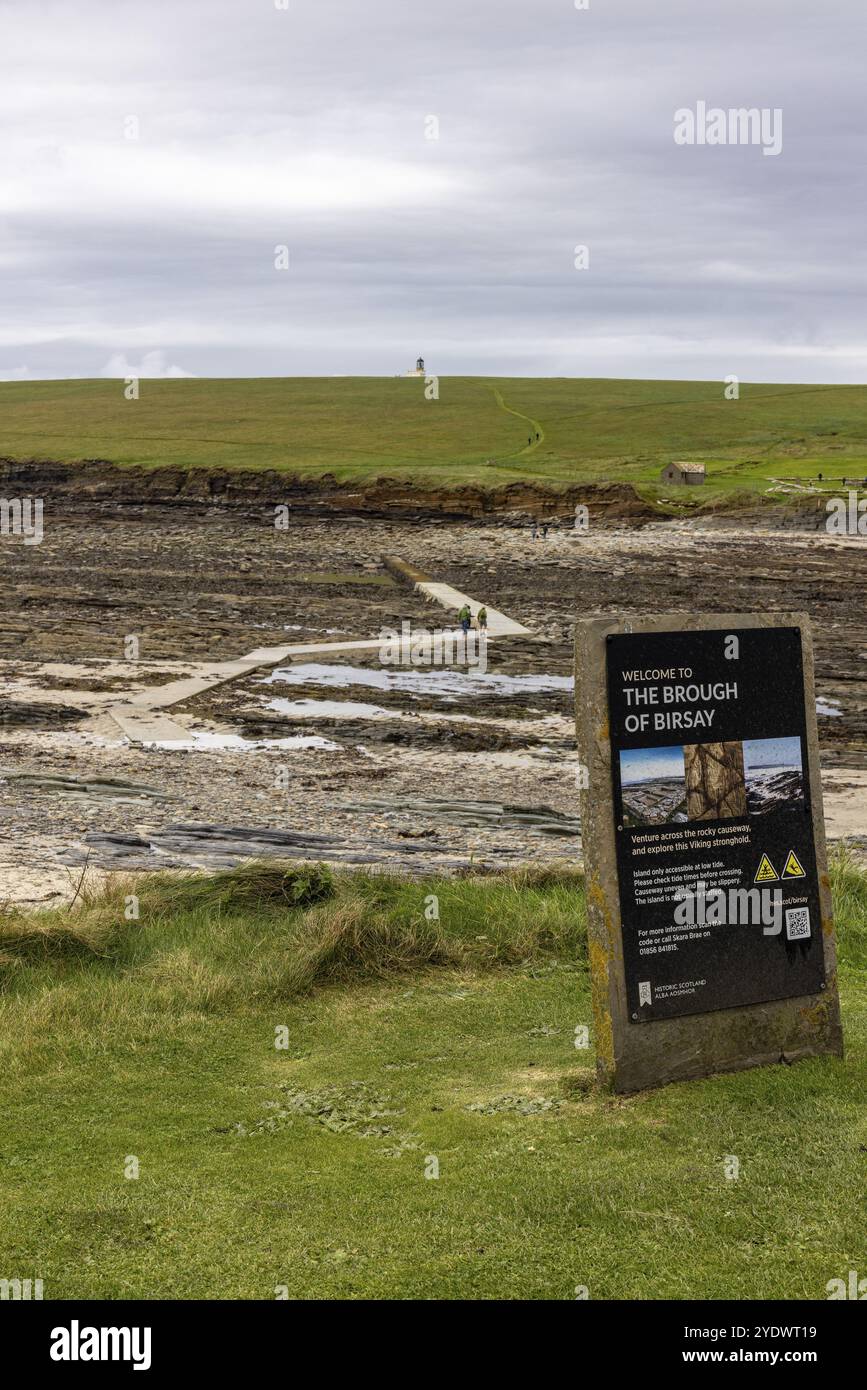 Brough of Birsay, tidal island with old settlement and lighthouse ...